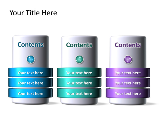 PowerPoint Slide - Cylinder Diagram 3D - Multicolor - 3 Cylinders ... PowerPoint Slide - Cylinder Diagram 3D - Multicolor - 3 Cylinders ...